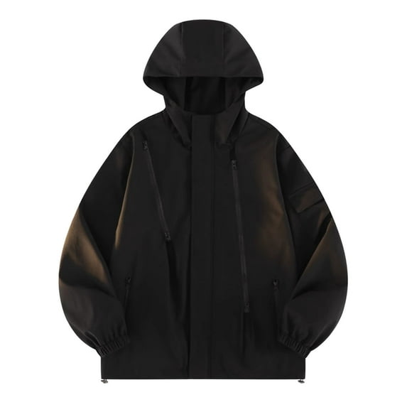 Dagugfen Rain Jacket Men Gradient Color Zip up Hoodie Drop Shoulder ...