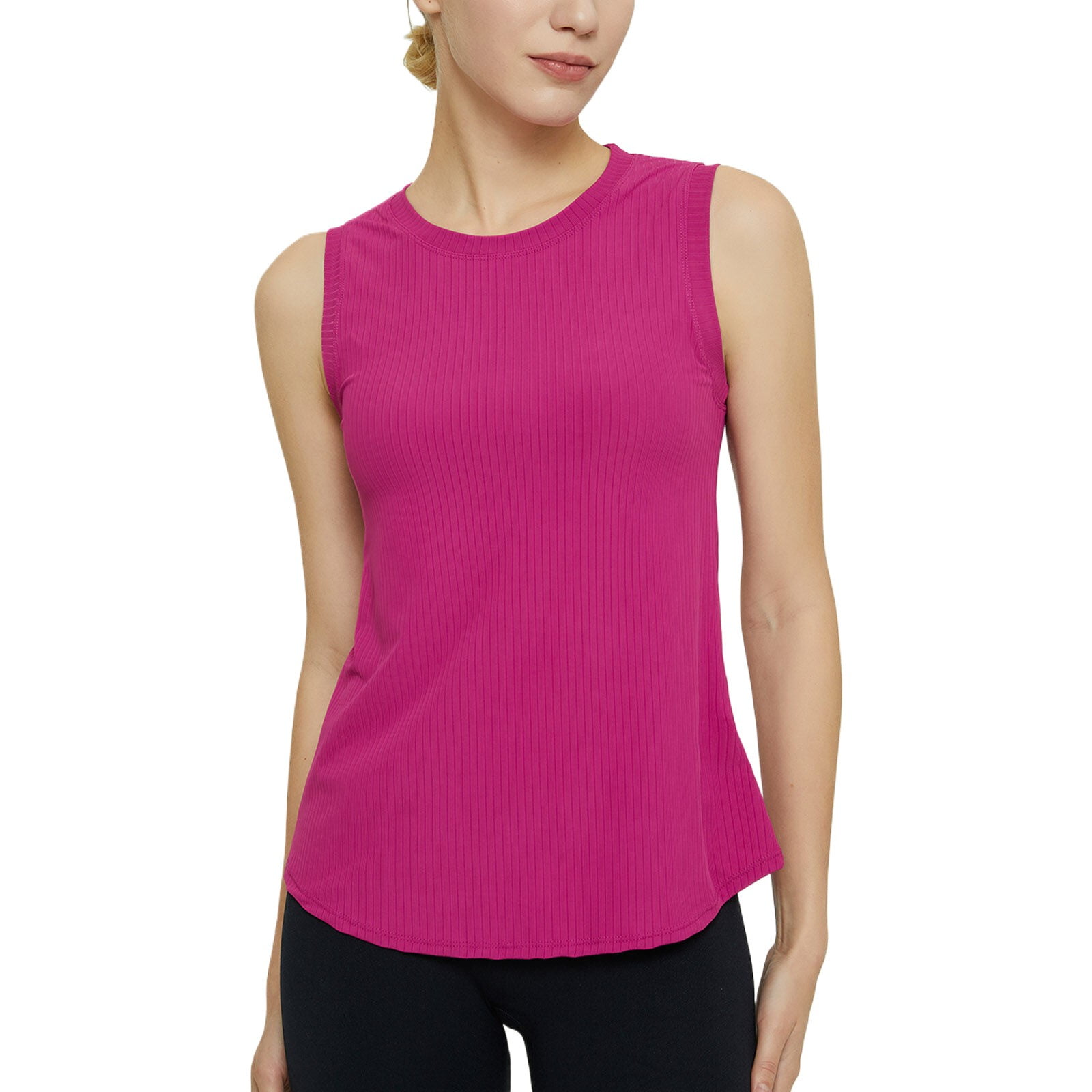 Dagugfen Ribbed Tank Tops for Women Workout Crew Neck Knit Comfy ...