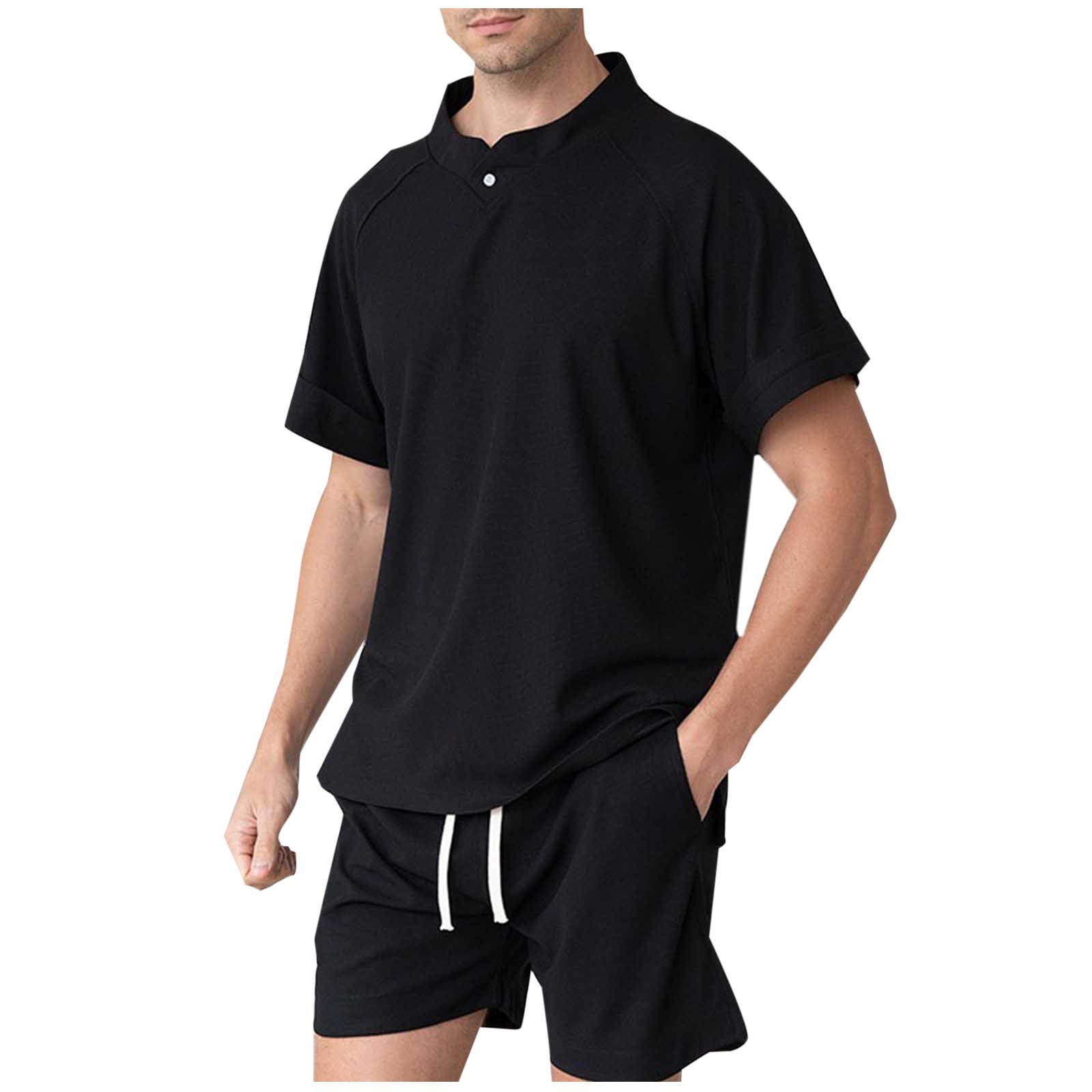 Dagugfen Sets for Men 2 Piece Textured Shortsuits Tracksuit Baggy T ...