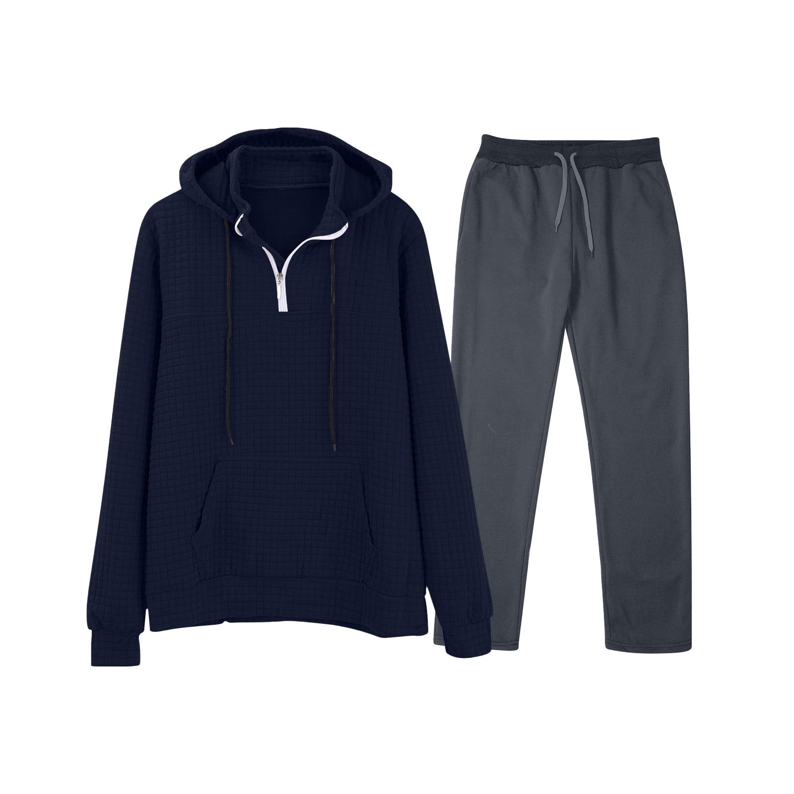 Dagugfen Sets for Men Sweatsuit Drawstring Long Sleeve Half Zip Hoodie ...