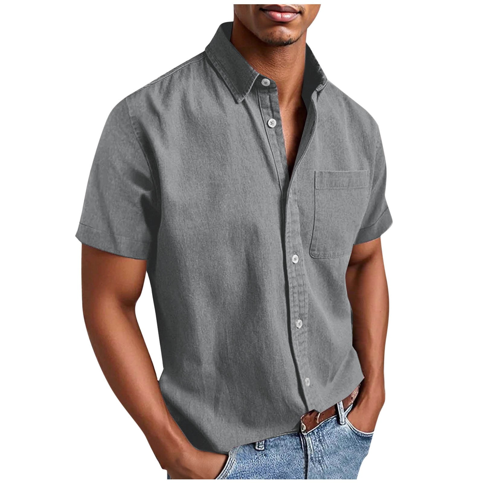 Dagugfen Short Sleeve Shirts for Men Plus Size Button up Loose Comfy ...