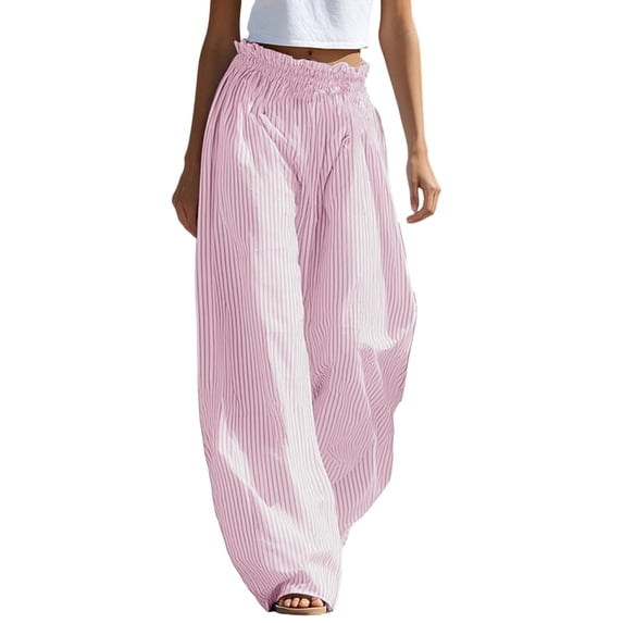 Dagugfen Summer Pants for Men Striped Ruffle Elastic Waist Drawstring ...
