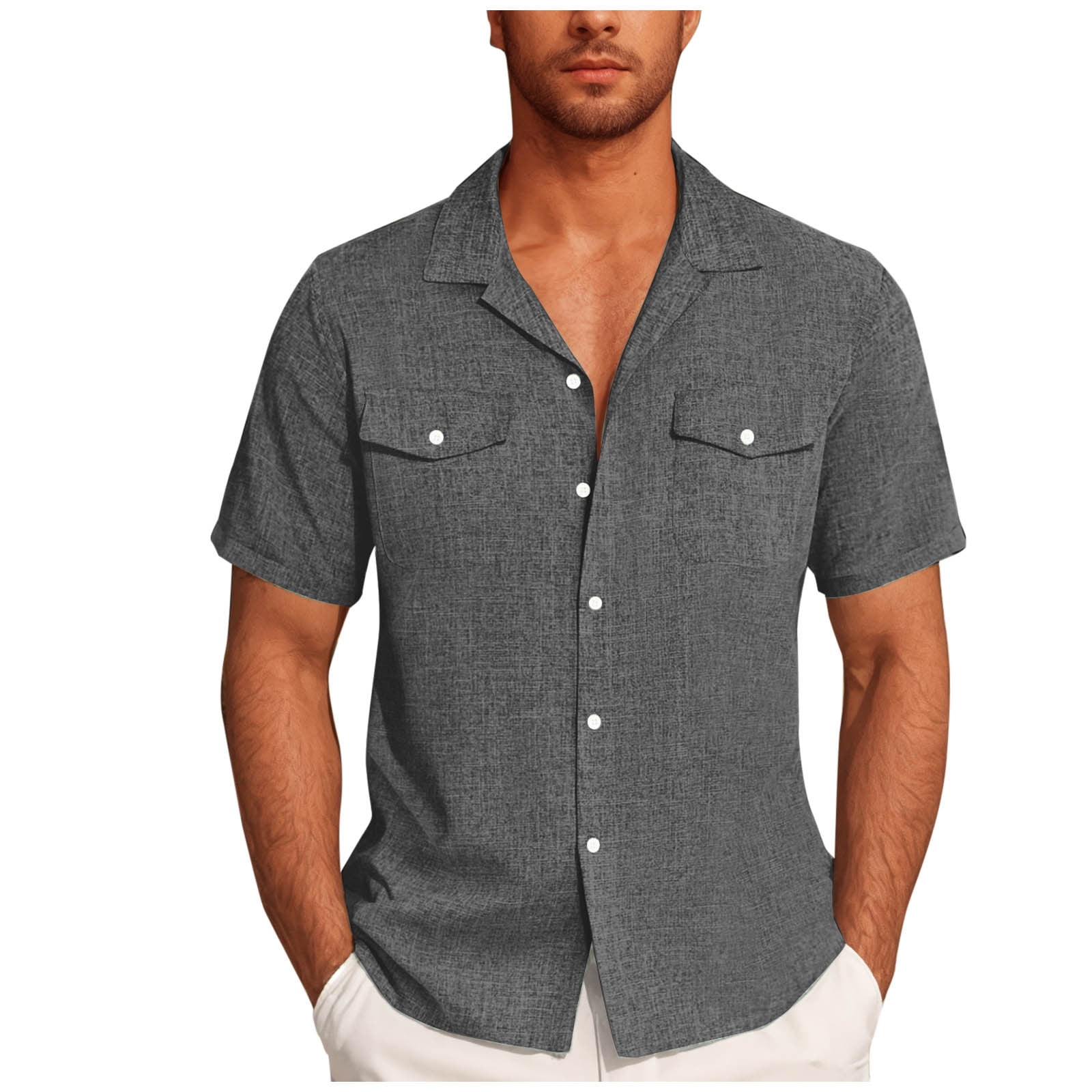 Dagugfen Summer Shirts for Men Button up Short Sleeve Loose Lightweight ...