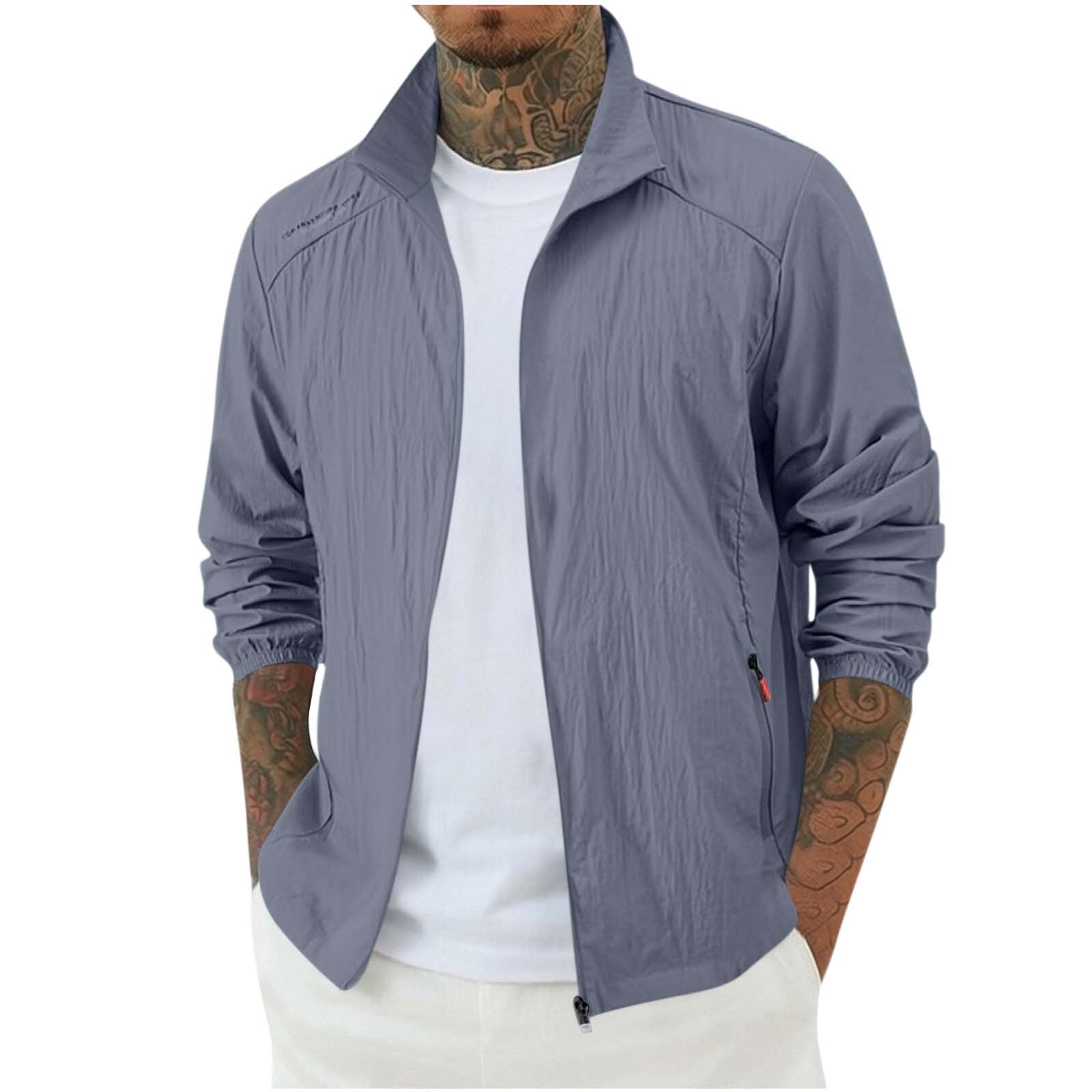 Dagugfen Sun Protection Long Sleeve Shirts Men Lightweight Full Zip ...