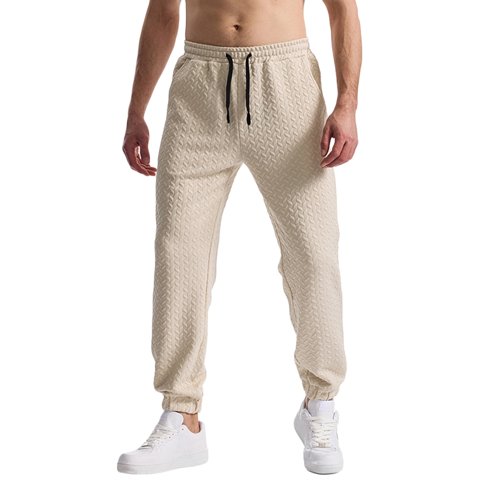 Dagugfen Sweatpants for Men Elastic Waist Drawstring Baggy Solid Color ...