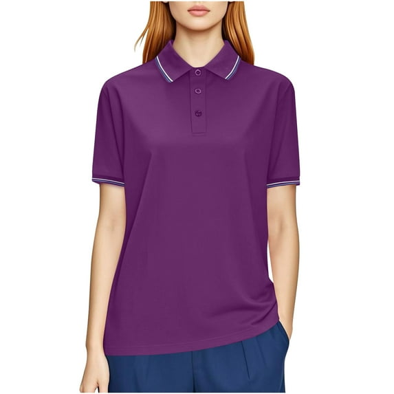 Dagugfen T Shirts for Women Collared Neck Short Sleeve Work Wear Quick ...