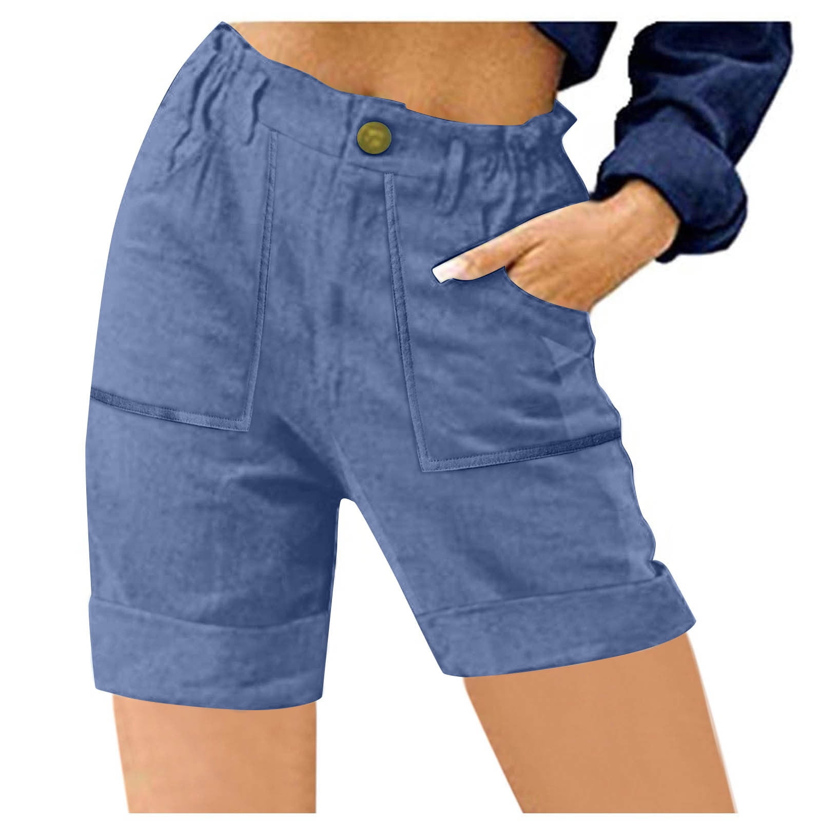 Dagugfen Womens Dressy Shorts High Waist 7" Inseam Solid Color Short ...