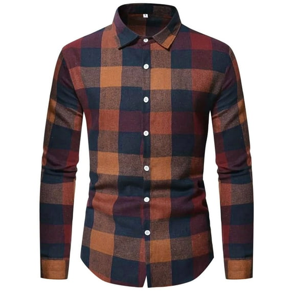 Dagugfen Work Shirts for Men Button down Long Sleeve Plaid Fitted ...
