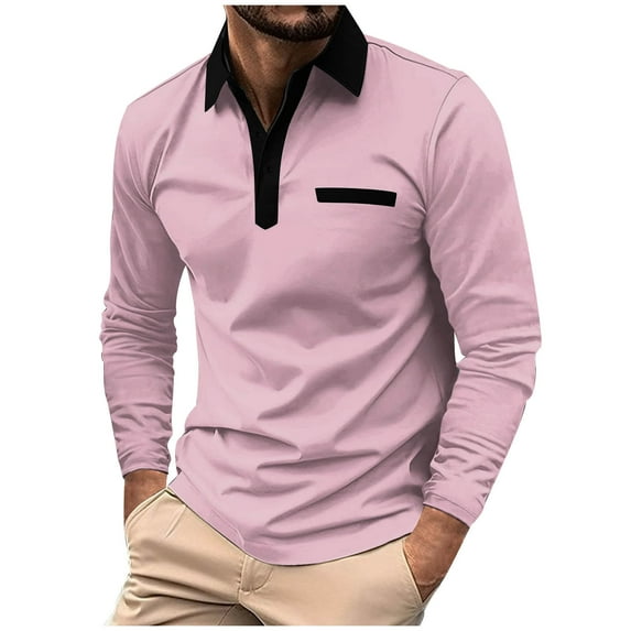 Dagugfen Work Shirts for Men Long Sleeve Button Lapel V Neck Slim ...
