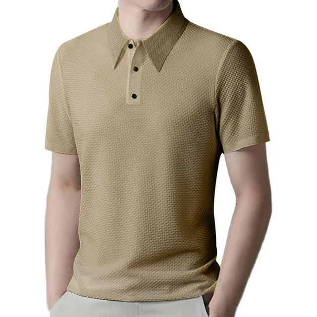 Dagugfen Work Shirts for Men Short Sleeve Button Lapel V Neck Slim ...