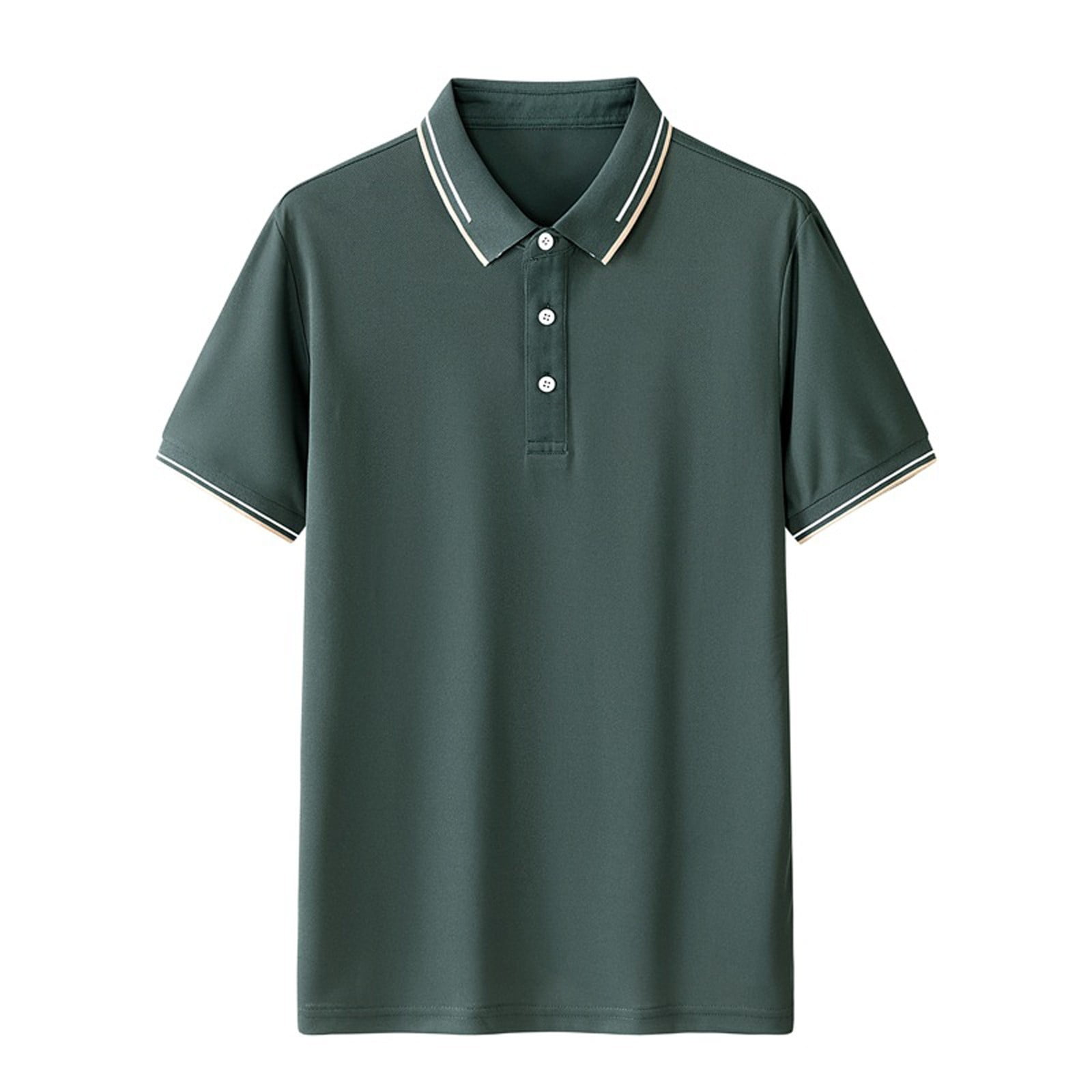 Dagugfen Work Tops for Men Short Sleeve Button Lapel V Neck Lightweight ...