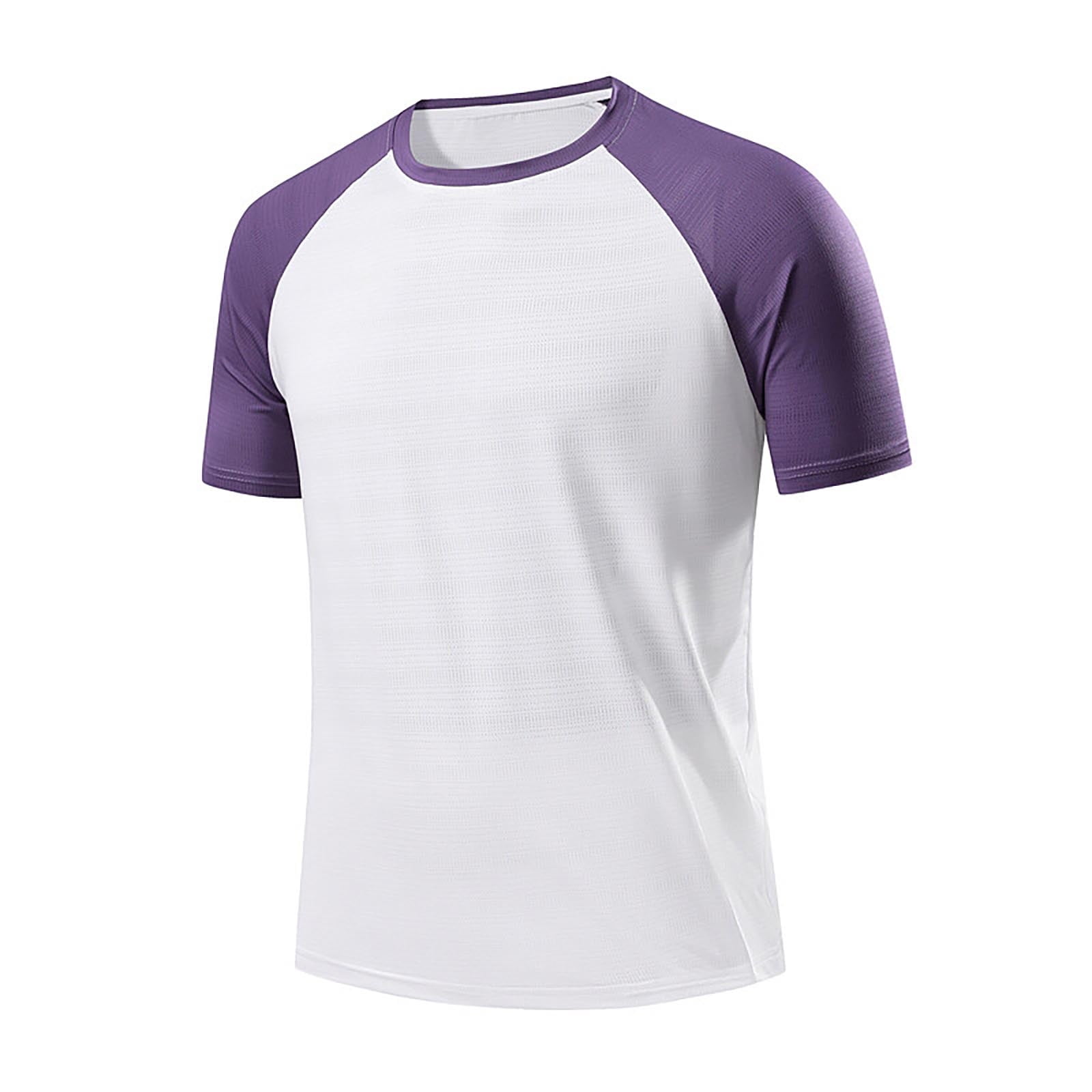 Dagugfen Workout Tops for Men Summer Crew Neck Short Sleeve Color Block ...