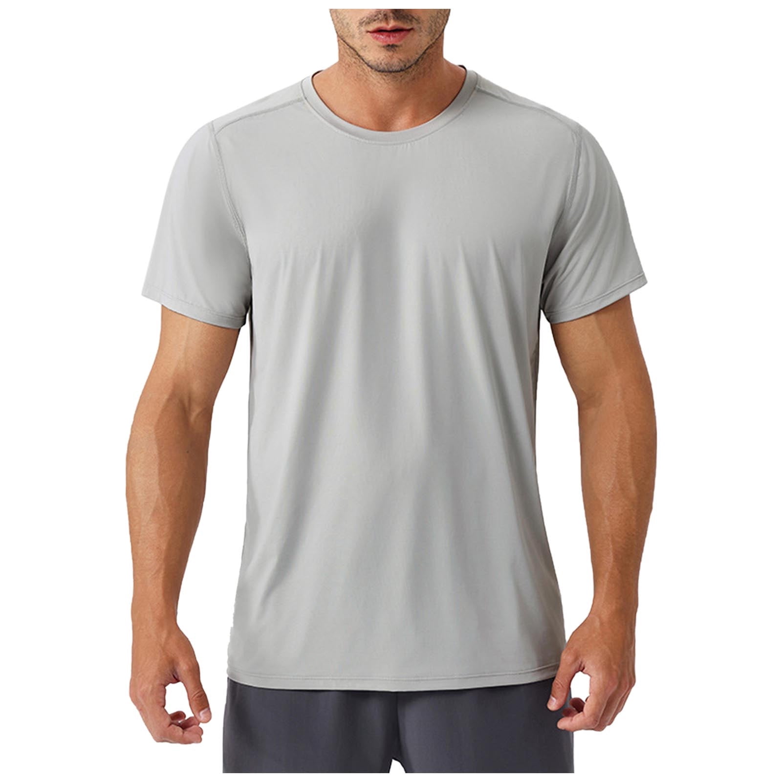 Dagugfen Workout Tops for Men Summer Crew Neck Short Sleeve Fitted ...