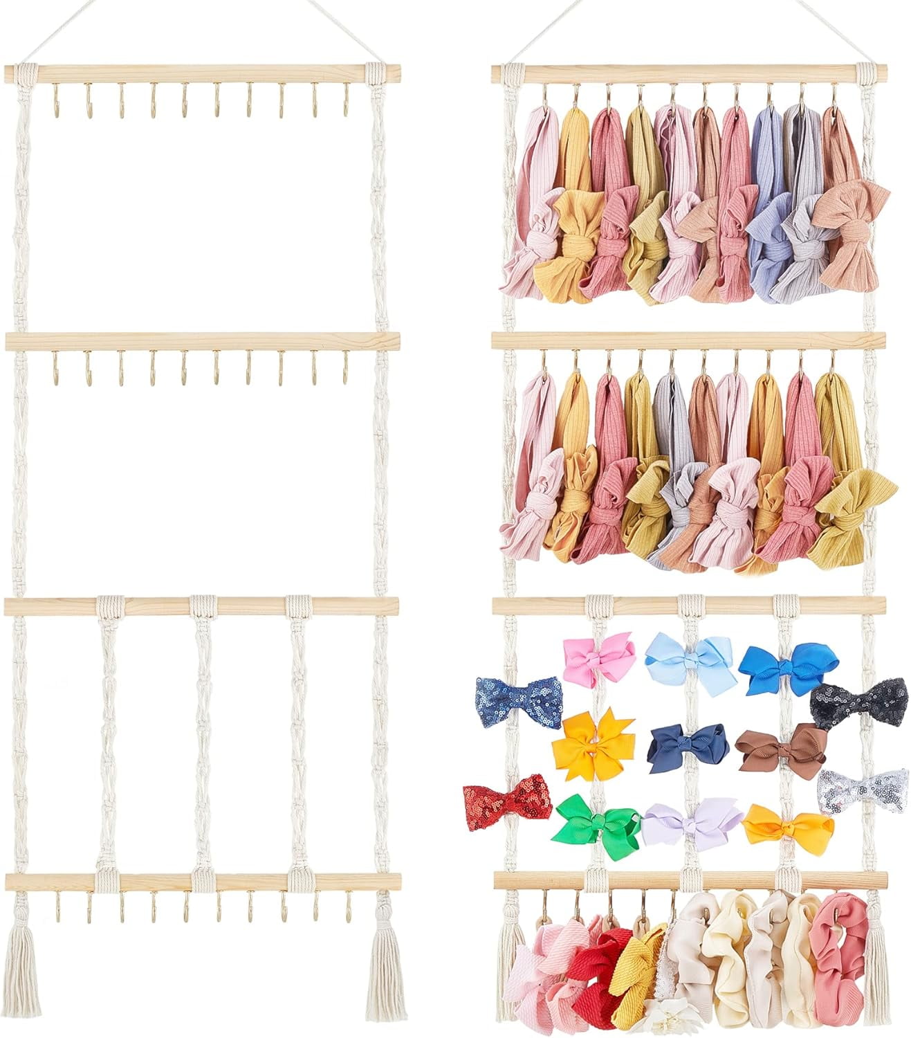 Dahey Headband Holder Bow Organizer for Girls Hair Bows Macrame Bow ...