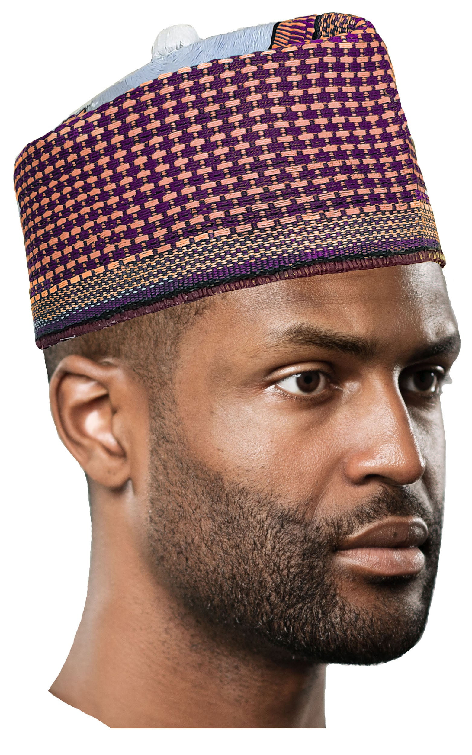 Dahfi Purple and Gold Hausa Mallam Cap Fulani Hula Hand-crafted African ...
