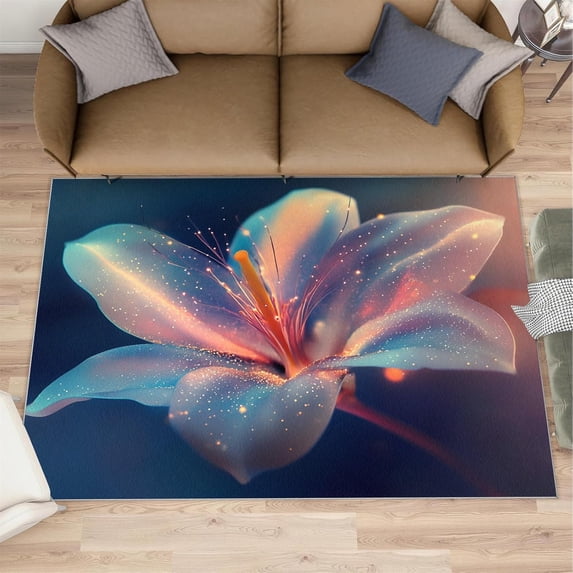 Dahlia Area Rugs,Flower Rugs for Bedroom, Dream Flowers Living Room Rug ...