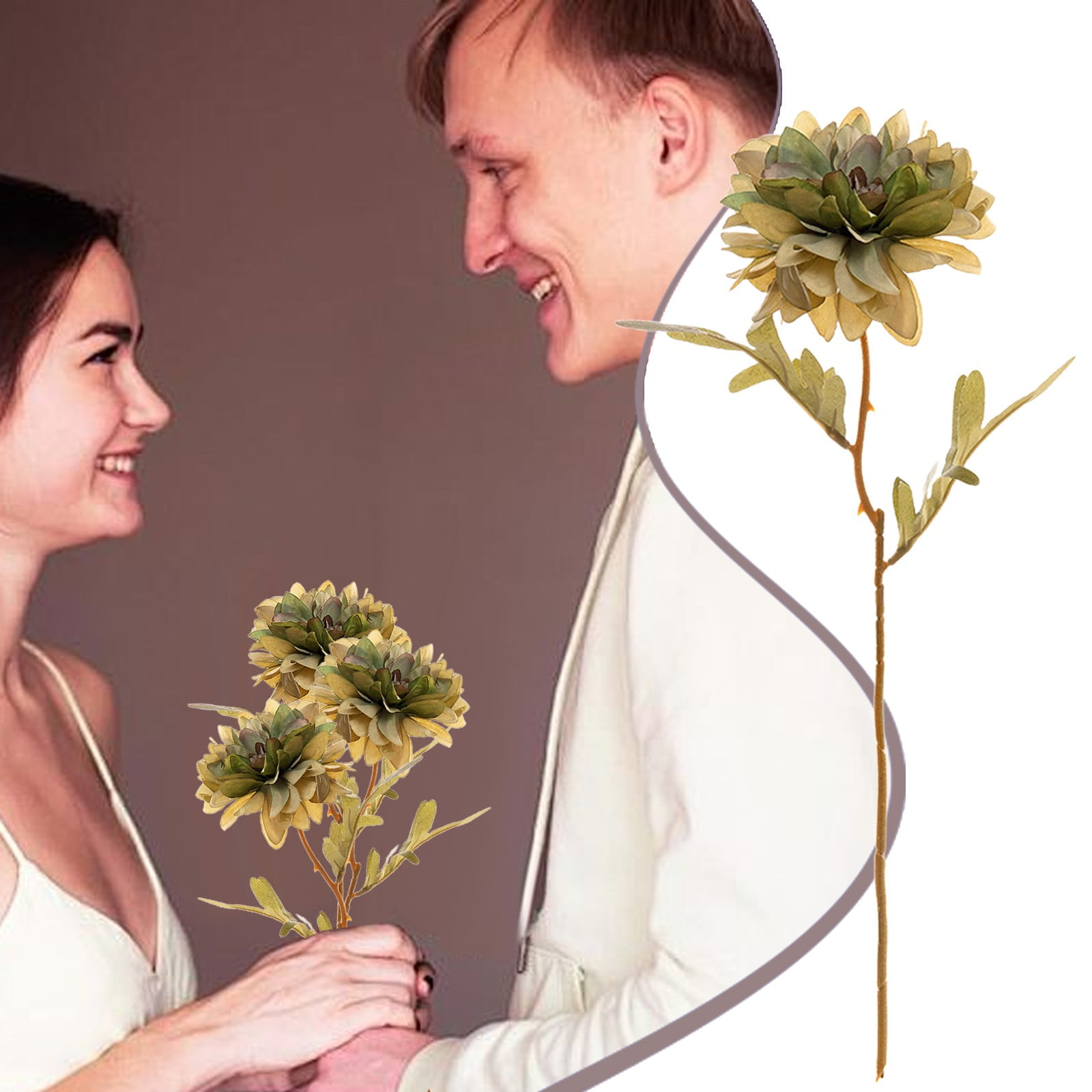 Dahlia Artificial Flower Green, Artificial Dahlia Flowers, Faux Home ...