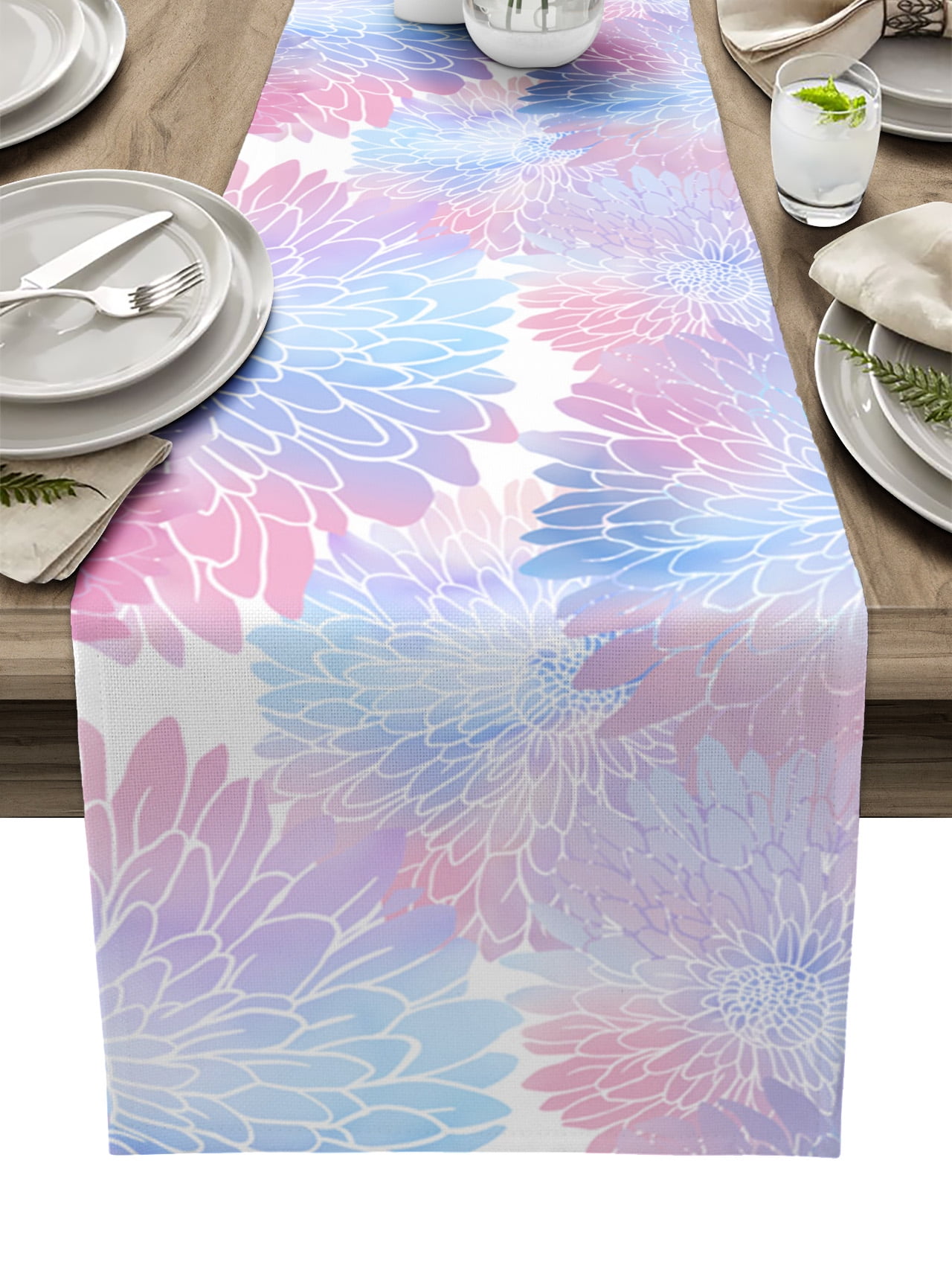 Dahlia Blue Grey Soak Table Runner ration Home r Dinner Table ration ...