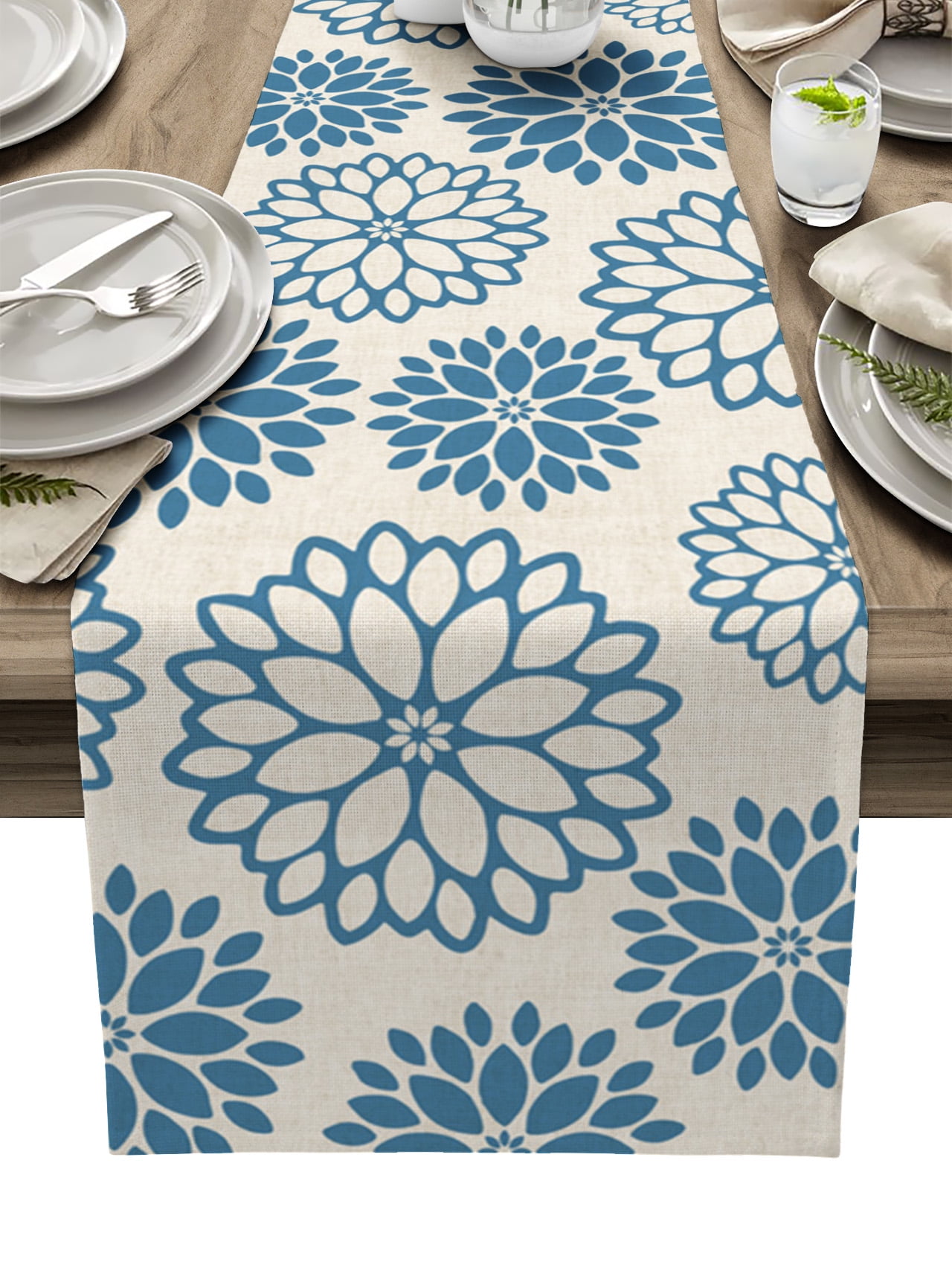 Dahlia Blue Grey Soak Table Runner ration Home r Dinner Table ration ...