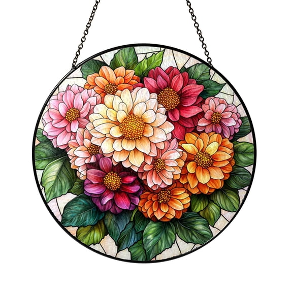 Dahlia Floral Glass Suncatcher, Stained Glass Effect Window Art Gift ...