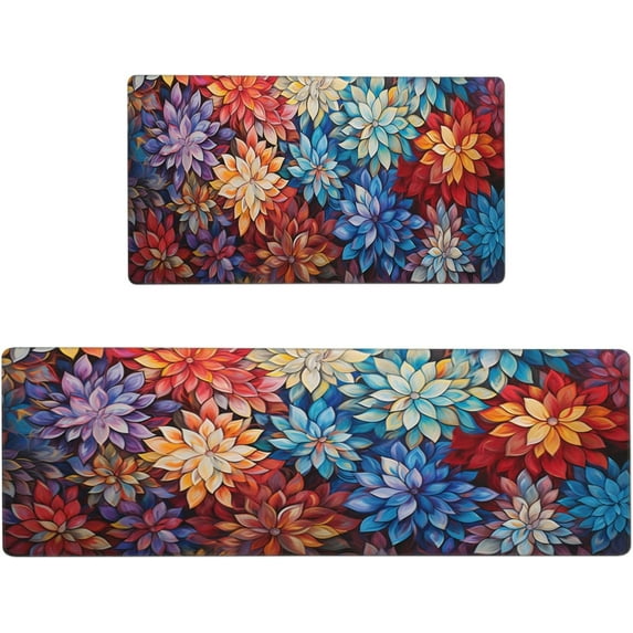 Dahlia Floral Thin Kitchen Rug Set 2 PCS Kitchen Runner Rug Kitchen ...