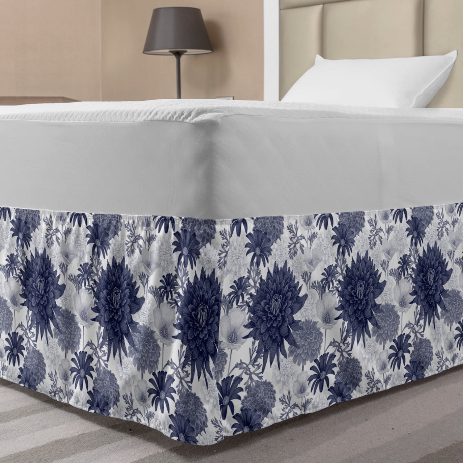 Dahlia Flower Bed Skirt, Dotted Digital Paint of Dahlia Botanical ...