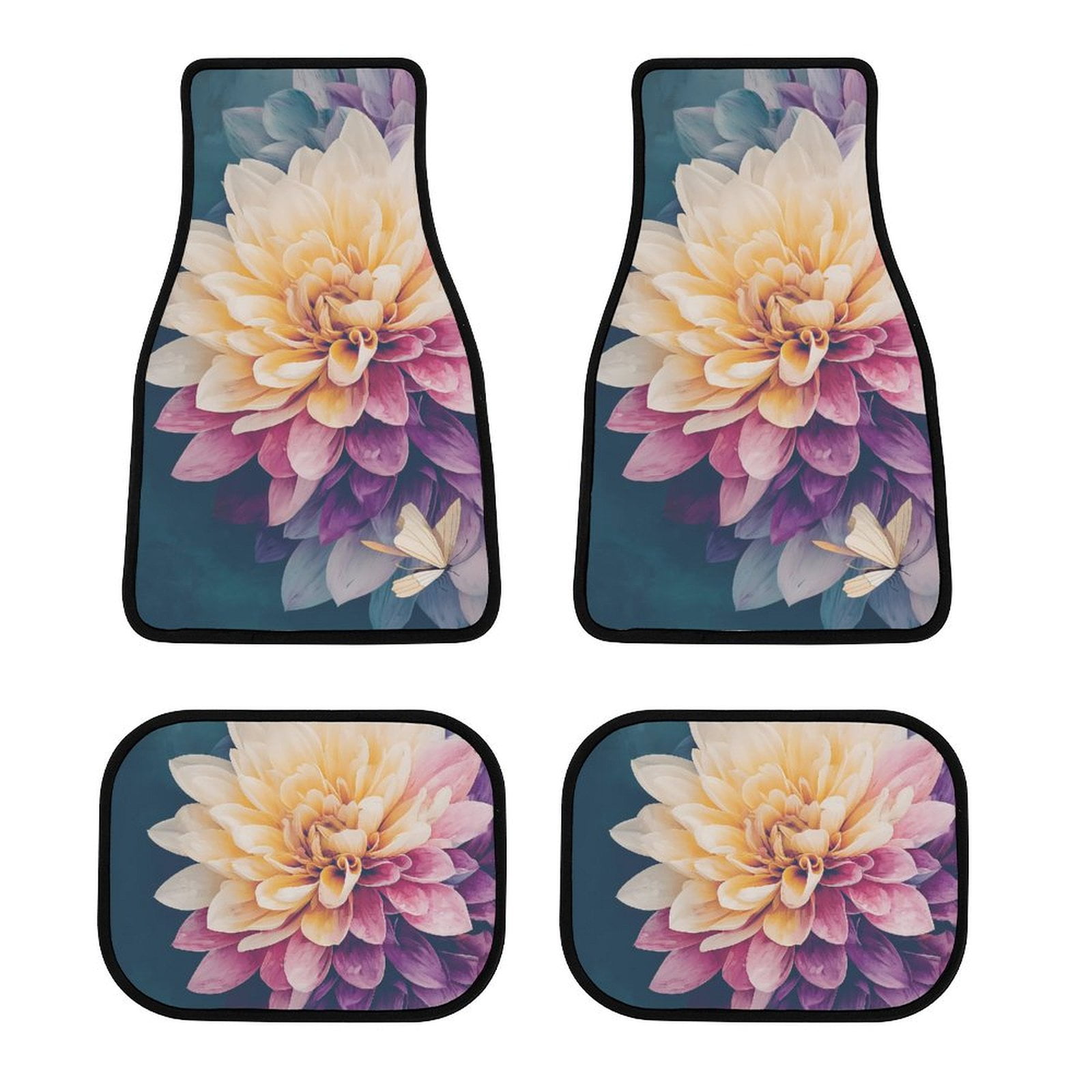 Dahlia Flower Car Floor Mats, Anti-Slip Rubber Backing Cars Mats ...