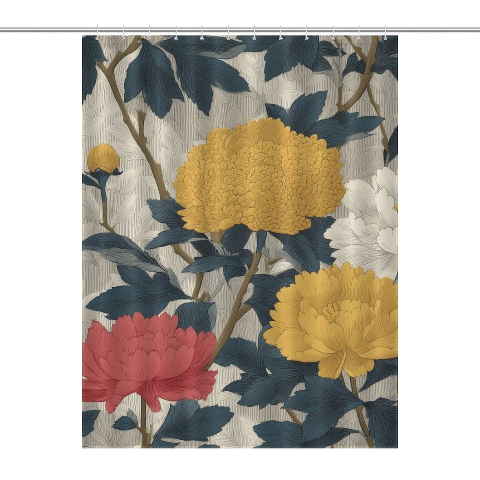 Dahlia Flower Cloth Fabric Bathroom Decor Set with Hooks - Walmart.com