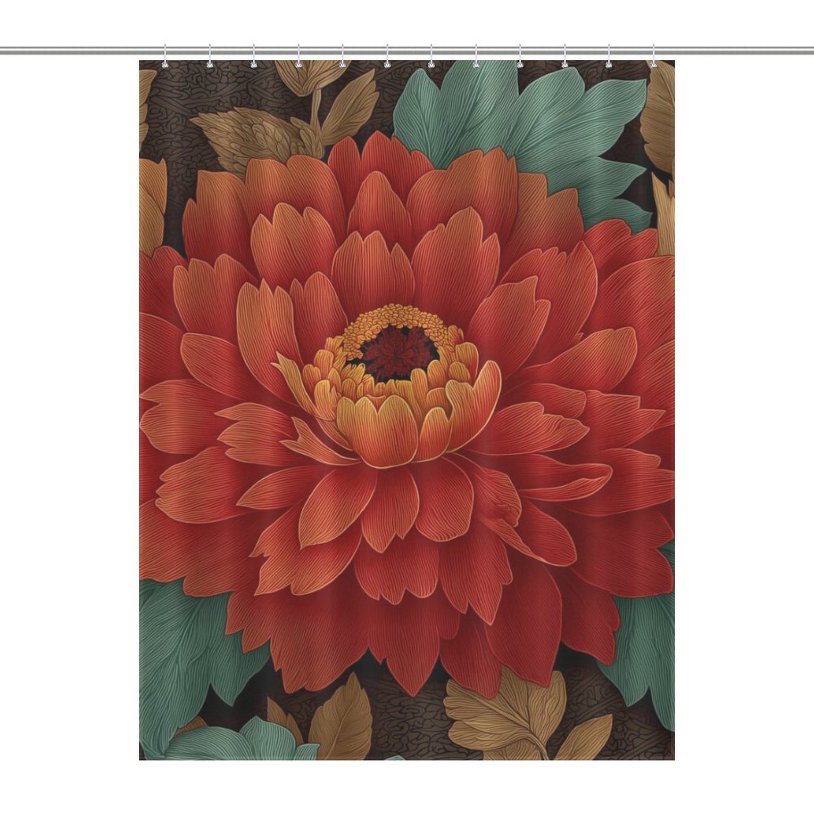Dahlia Flower Cloth Fabric Bathroom Decor Set with Hooks - Walmart.com
