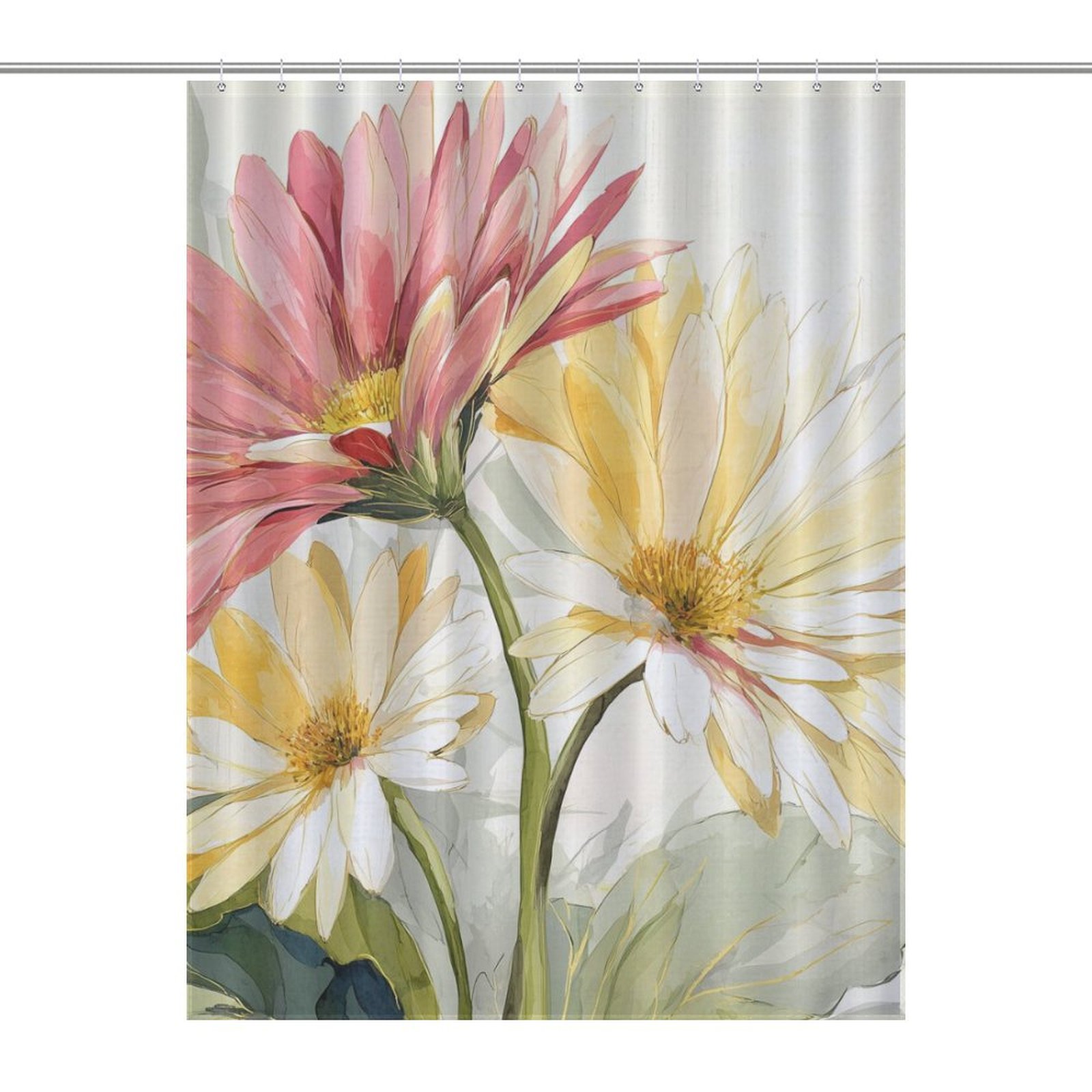 Dahlia Flower Cloth Fabric Bathroom Decor Set with Hooks - Walmart.com