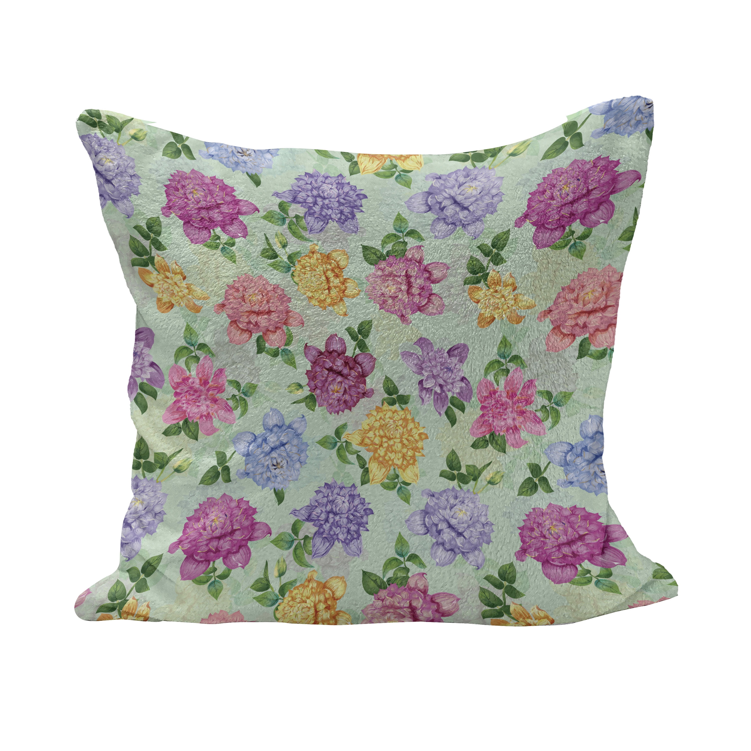 Dahlia Flower Fluffy Throw Pillow Cushion Cover, Vibrant Victorian ...