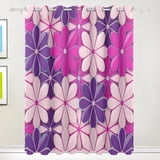 Dahlia Flower Print Blackout Curtains 55W x 72/84L Living Room Bedroom ...