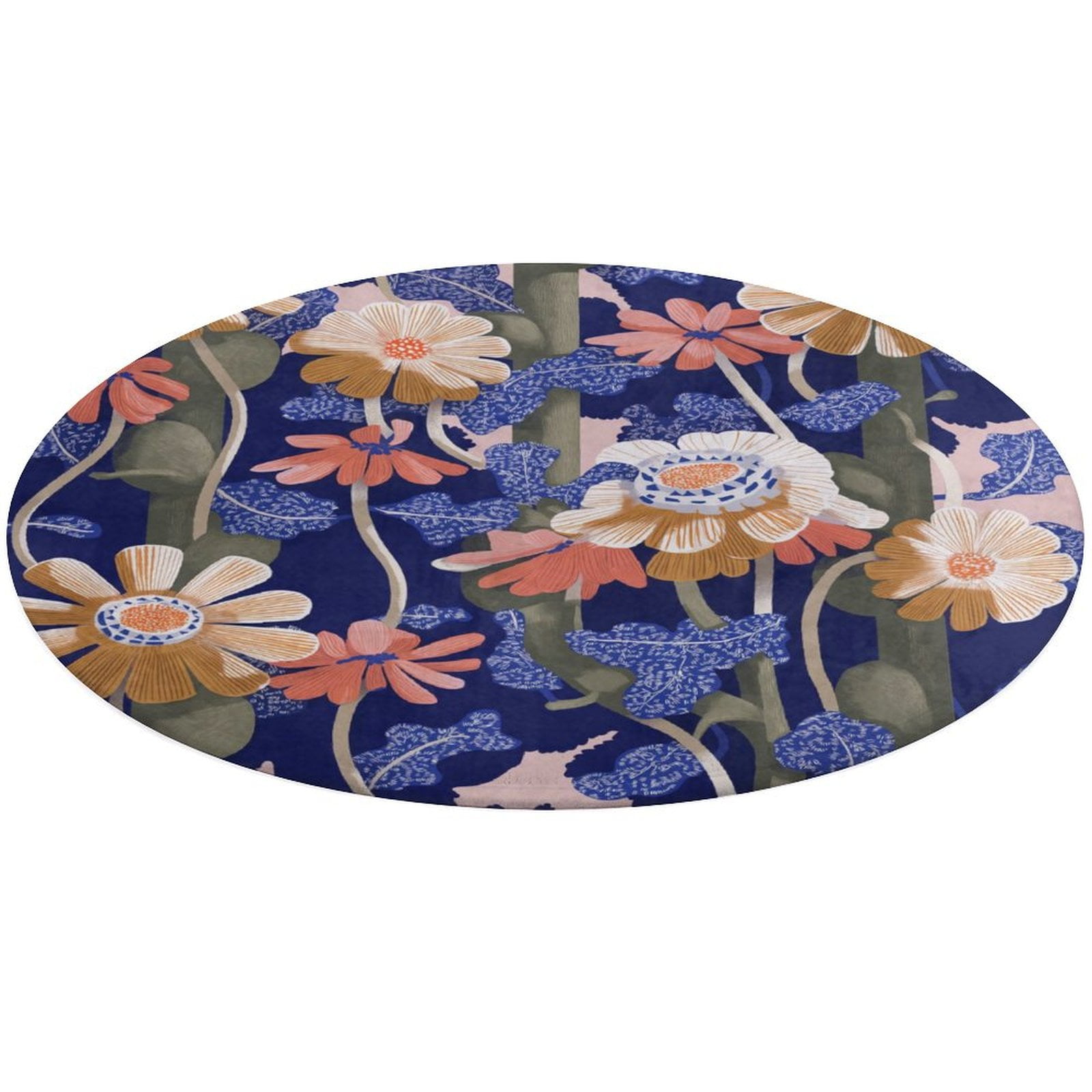 Dahlia Flower Rugs Trea Rugs Not-Slip Round Rugs Area Carpets for ...