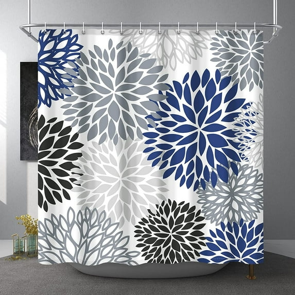 Dahlia Flower Shower Curtain, Floral Bathroom Decor, Waterproof ...