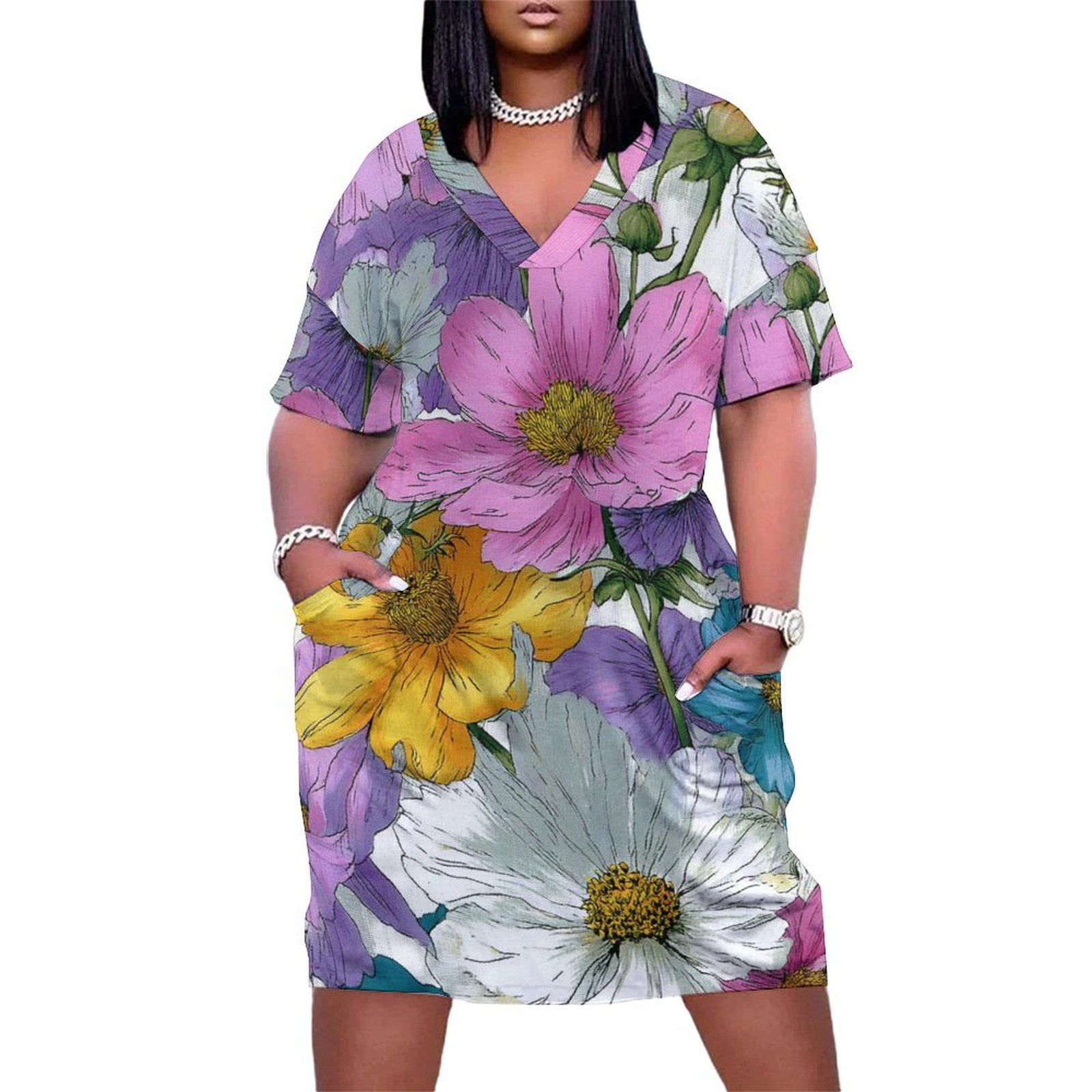 Dahlia Flower Summer Dresses for Women Beach Boho - Walmart.com