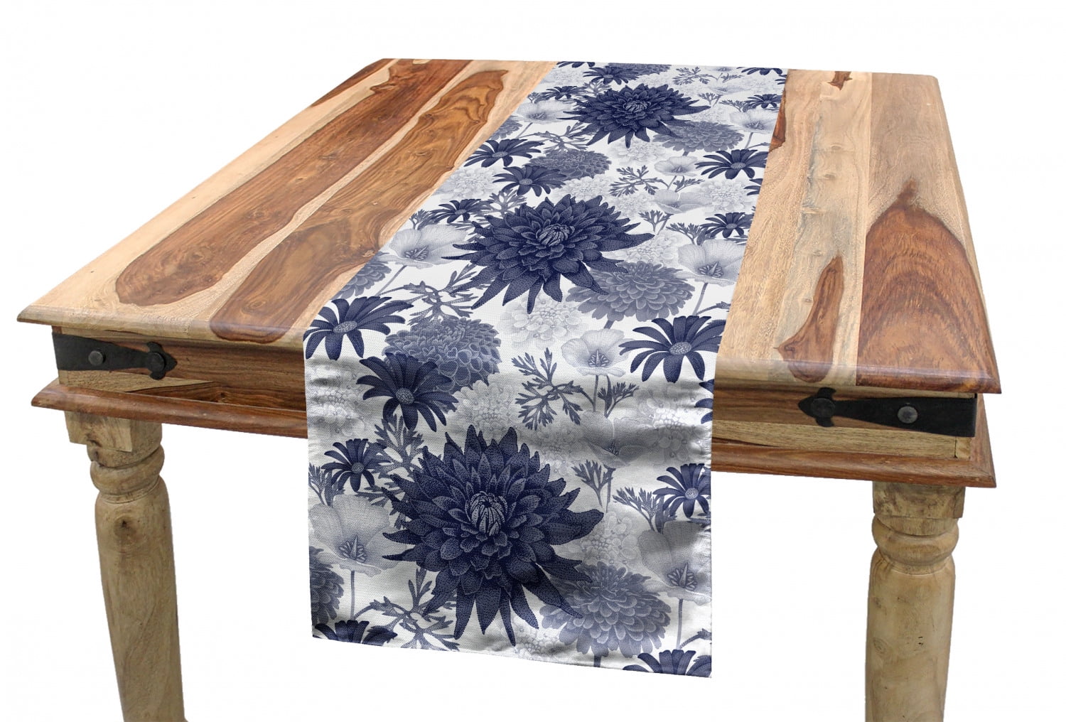 Dahlia Flower Table Runner, Dotted Digital Paint of Dahlia Botanical ...