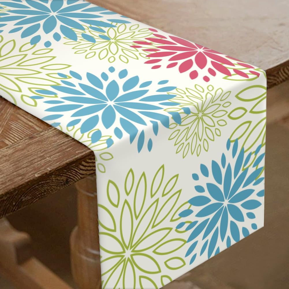 Dahlia Flower Thick Table Runner Vibrant Floral Table Decor Spring ...
