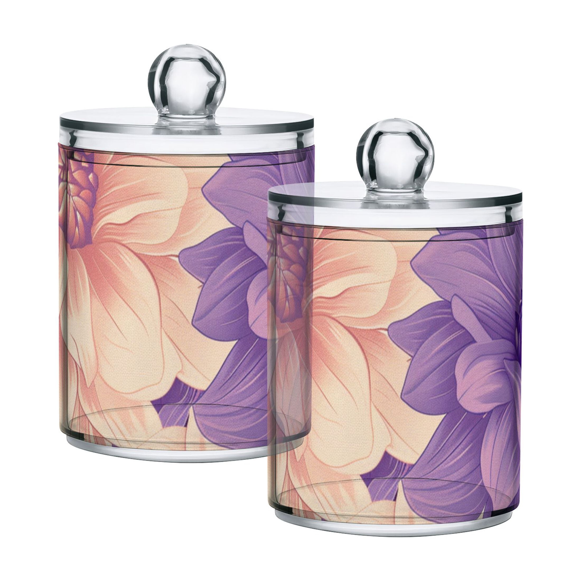 Dahlia Hand Painted Translucent Plastic Cans Storage Canisters with Lid ...