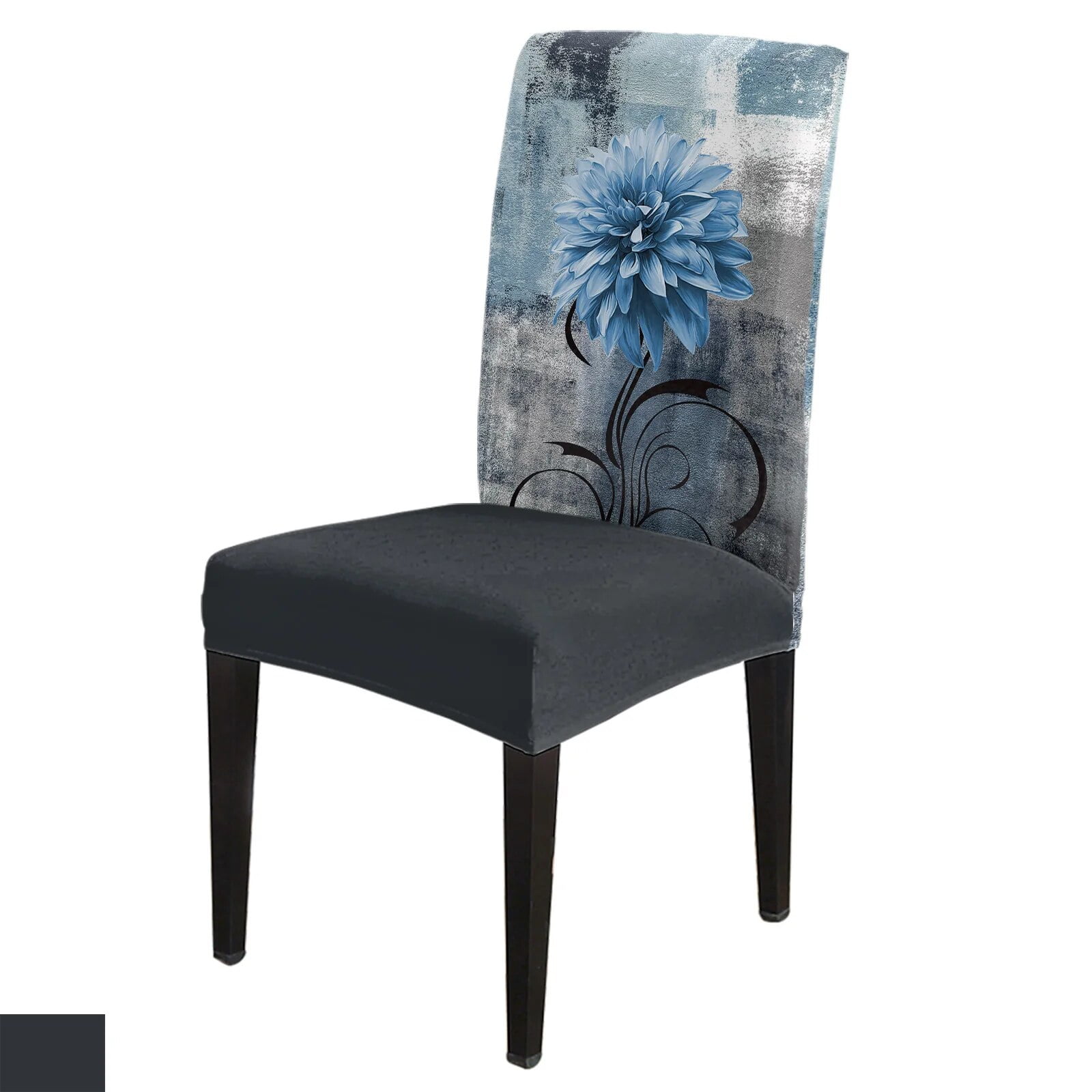 Dahlia Oil Painting Abstract Texture Plant Flower Blue Chair Cover ...