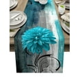 Dahlia Oil Painting Abstract Texture Plant Flower Blue Linen Table ...