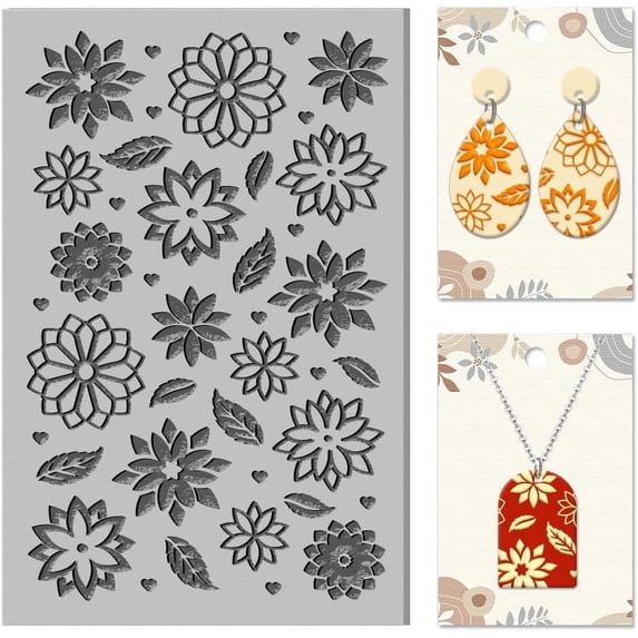 Dahlia Polymer Clay Texture Sheets Leaves Art Flowers Rubber Clay ...