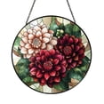 Dahlia Stained Glass Round Suncatcher – Blooming Floral Window Panel ...