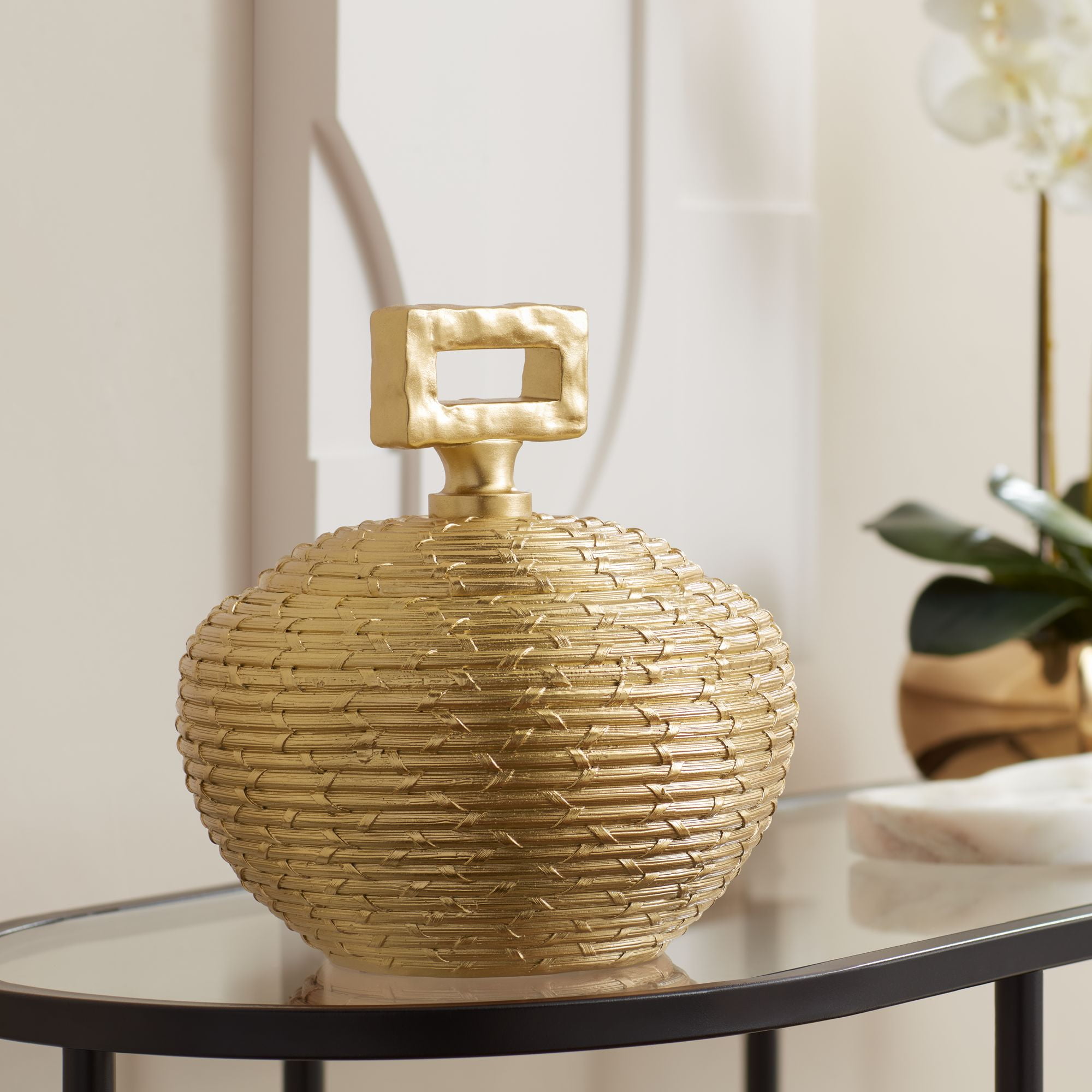 Dahlia Studios Ipanema Shiny Gold Decorative Round Jewelry Box with ...