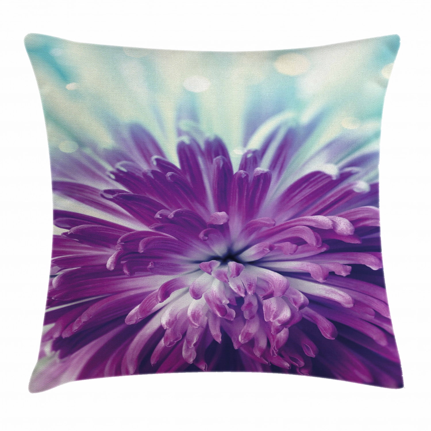 Dahlia Throw Pillow Cushion Cover, Violet Colored Blooming Dahlia Close ...