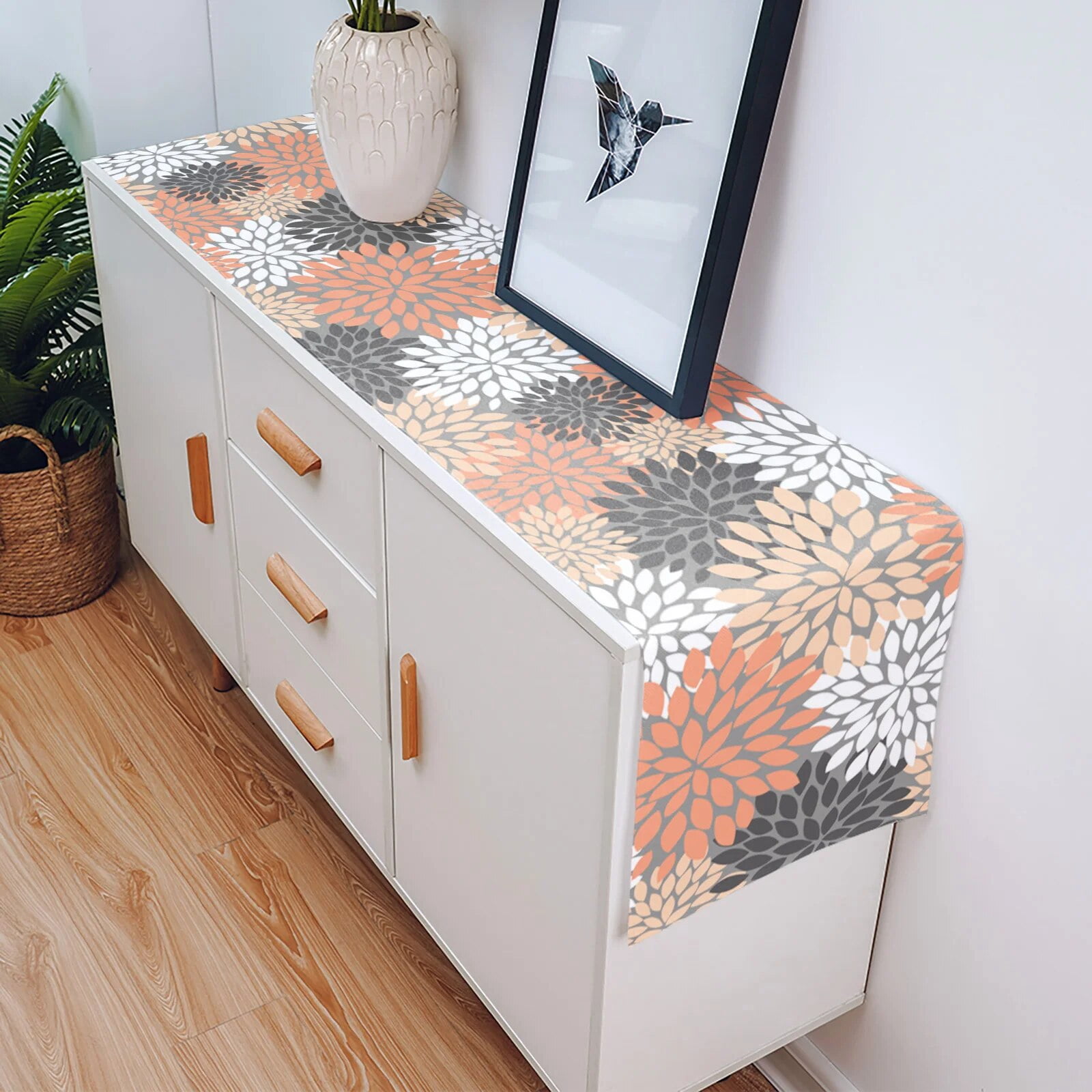 Dahlia Vintage Color Flowers Table Runner Home Dining Table Decor Hotel ...