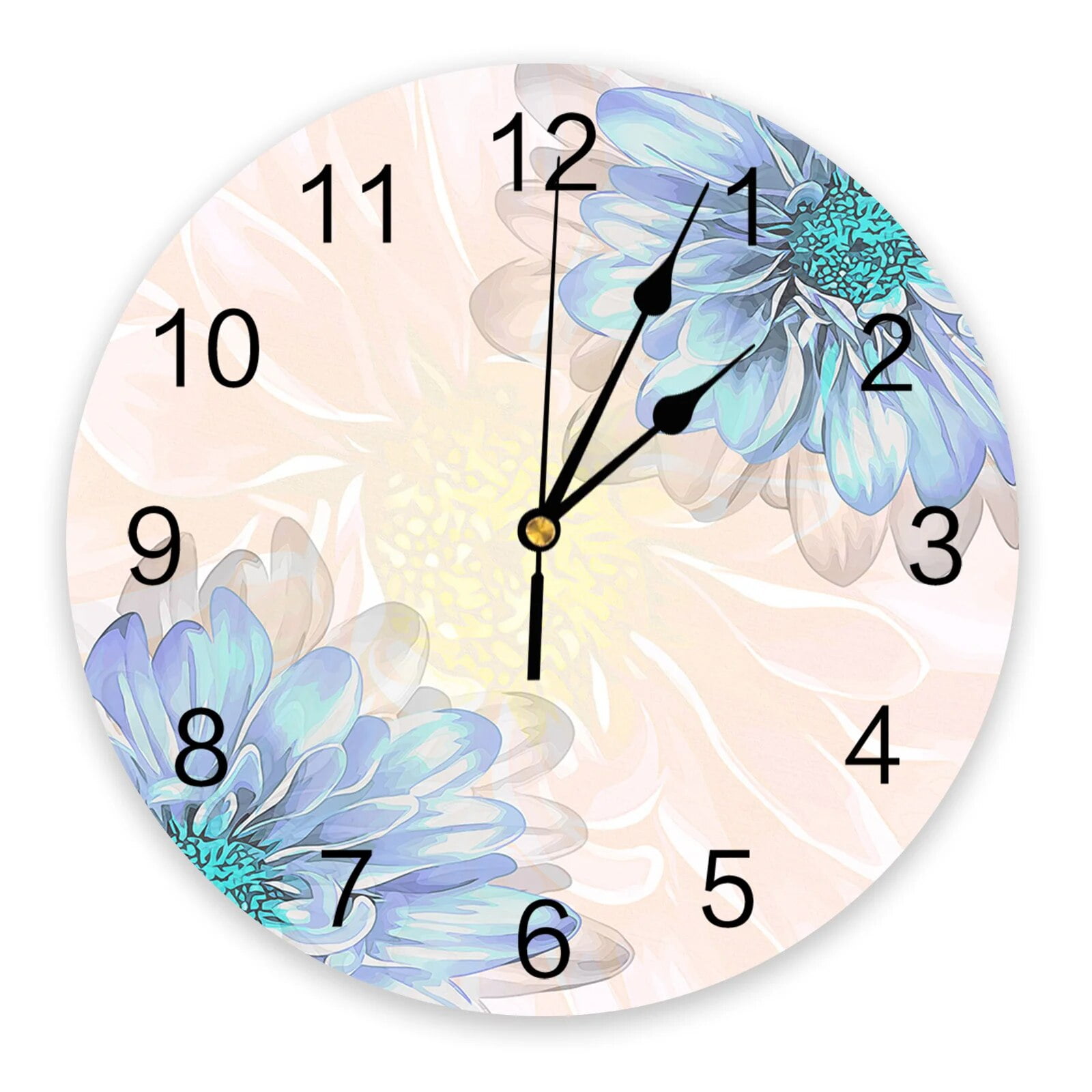 Dahlia Watercolor Flower Clocks Wall Home Decor Modern Kitchen Room ...