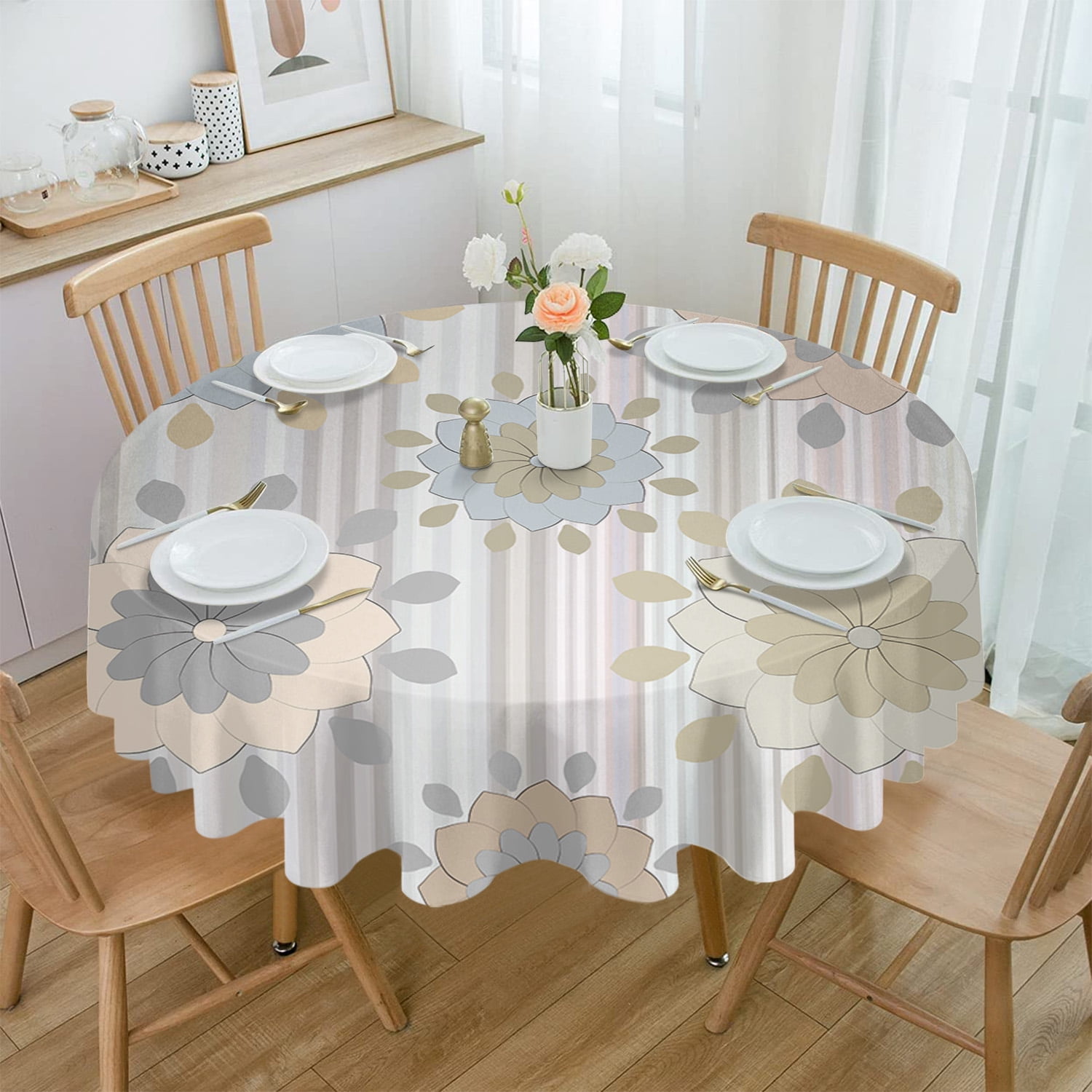 Dahlia Waterproof Tablecloth Tea Table Decoration Round Table Cover ...