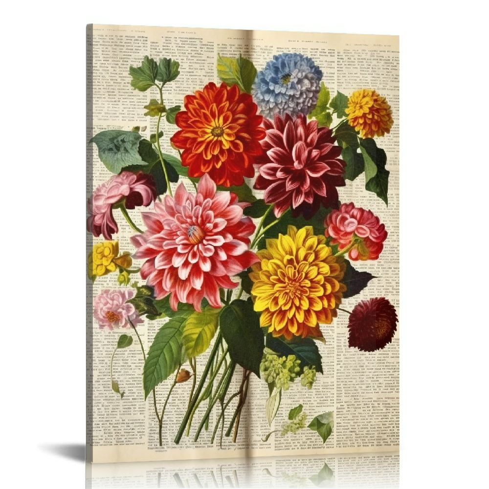 Dahlias Nature Dictionary Wall Art Print - Ready to Frame Vintage Photo ...