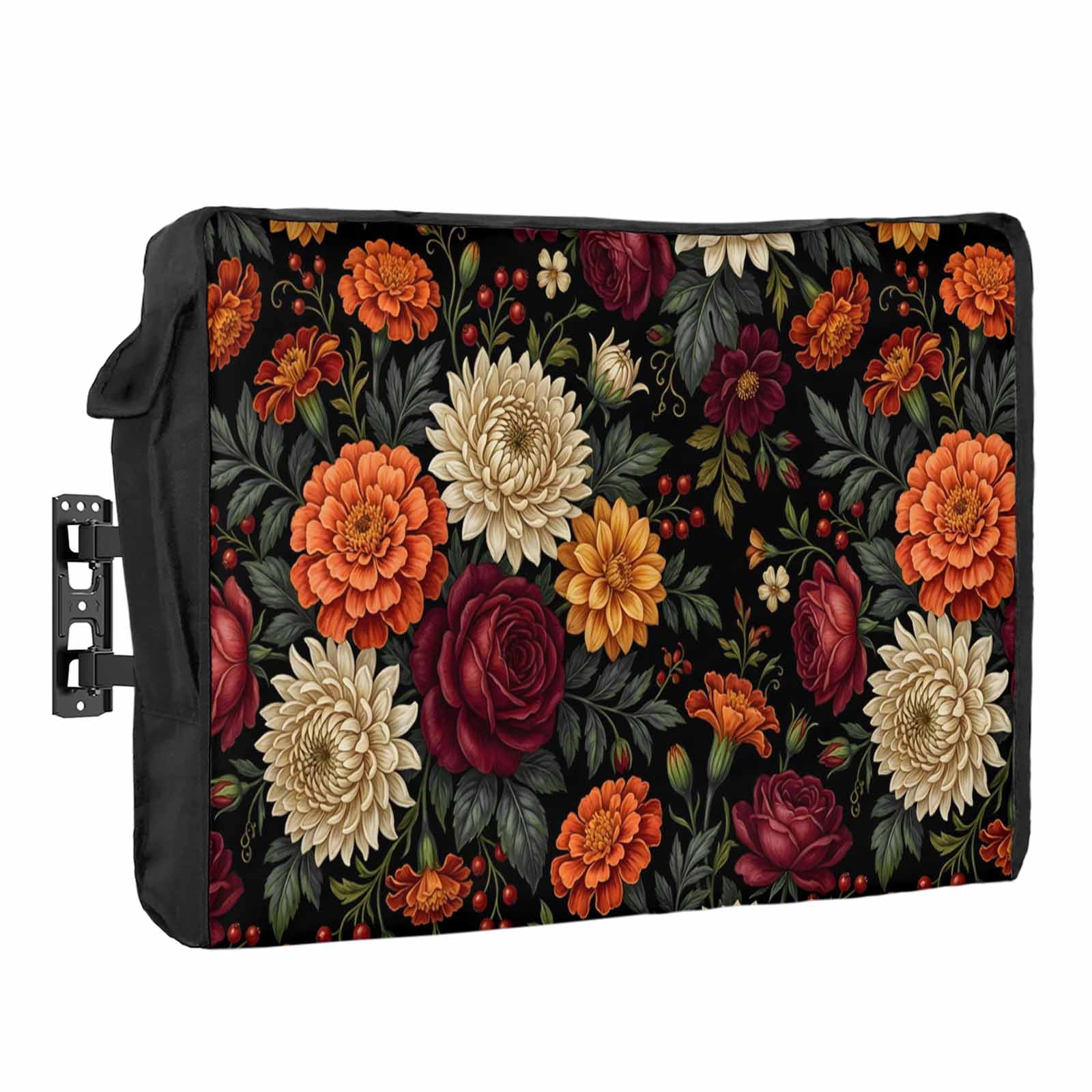 Dahlias Roses Waterproof Outdoor TV Cover, Country Watercolor Red ...