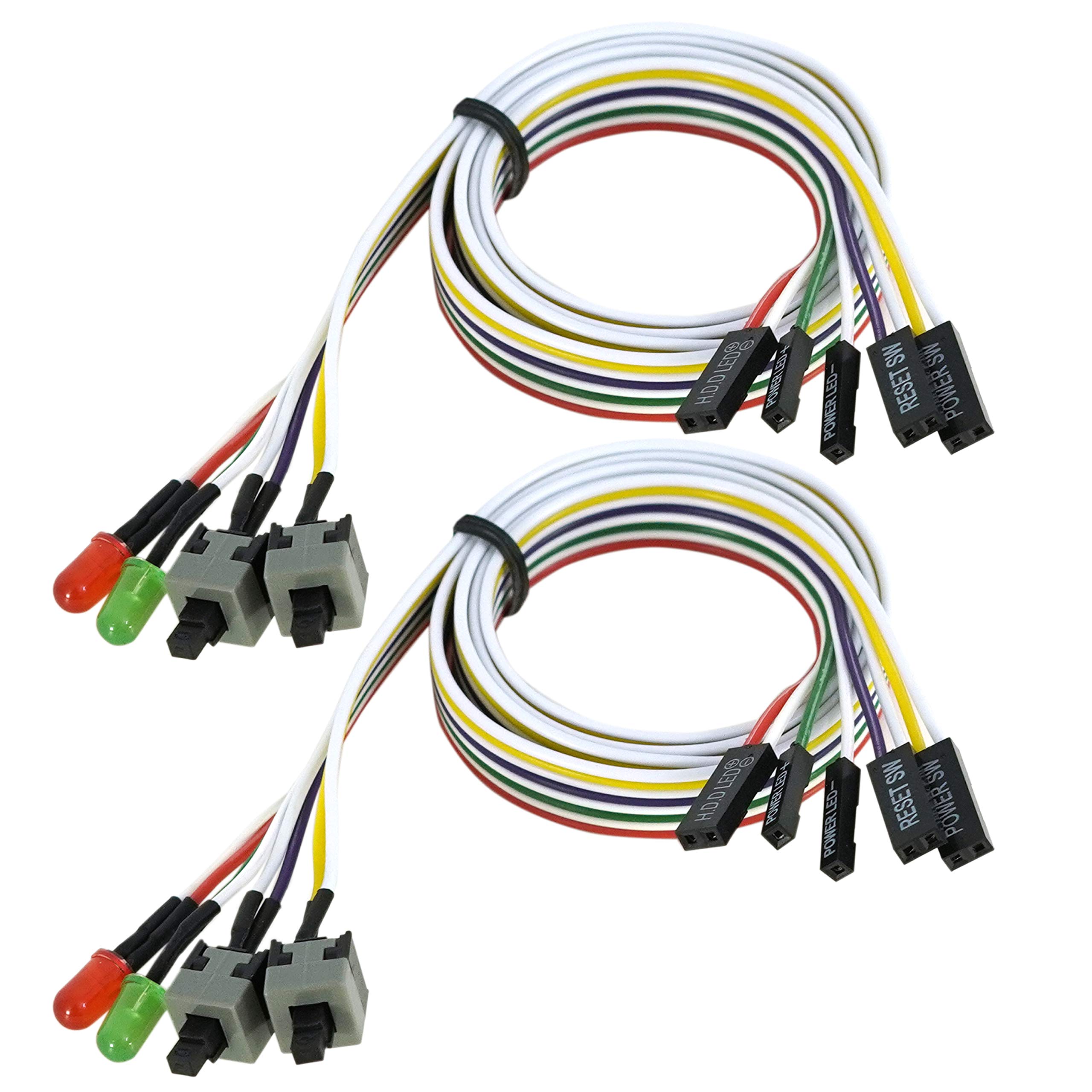 Dahsha 2 Pack 27Inch Computer Case Atx Power On Off Switch Cable With 2 ...